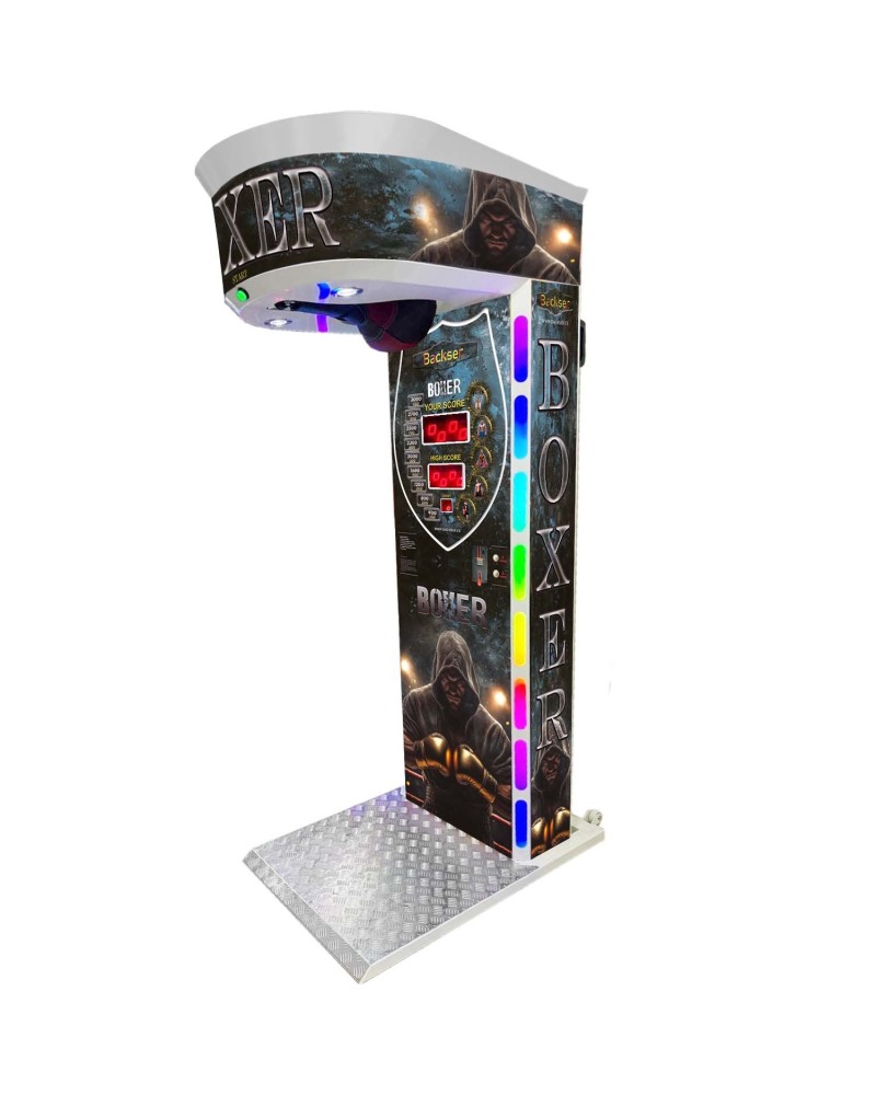 Coin-operated boxing arcade machine with punch strength meter